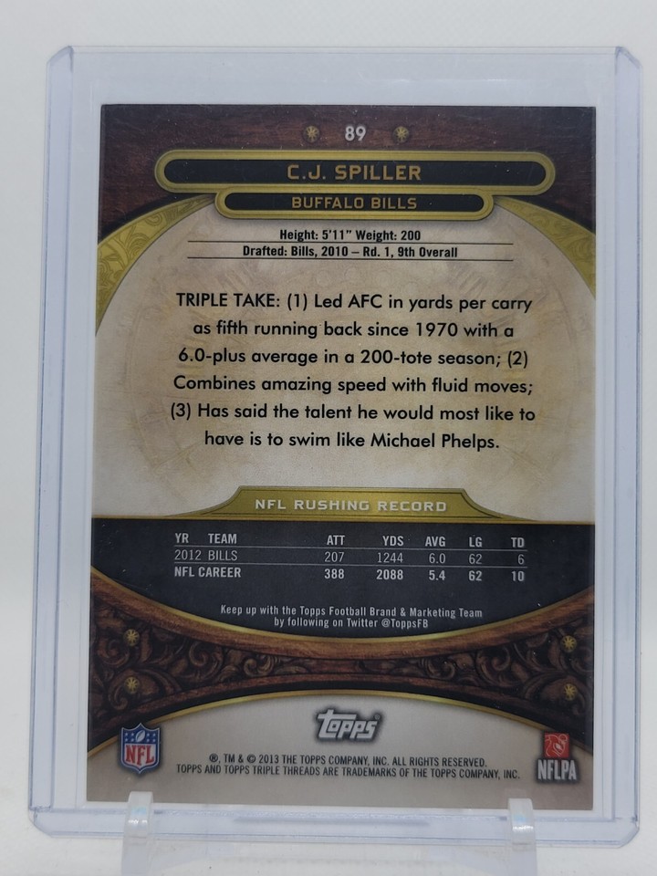 2013 Topps Triple Threads C.J. Spiller #89 Emerald Parallel Card #d 144 ...