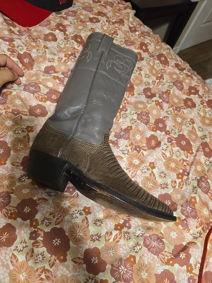 Justin 9083 taupe stove pipe Lizard Cowboy Western Boots Men's Size 8.5 ...