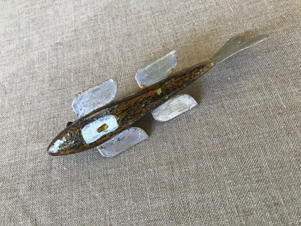 Vintage Ice Fishing Spearing Decoy, Golden Shiner, Michigan. 1930-40's ...