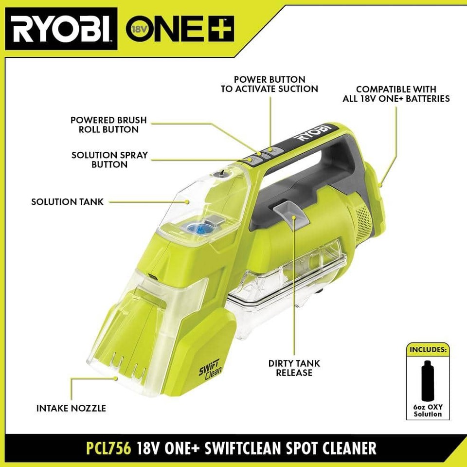 RYOBI 18V ONE+ SWIFTClean Spot Cleaner (Tool Only) 33287201907| eBay