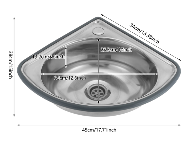 Stainless Steel Triangle Corner Basin Thick Small Sink Wall Mounted ...