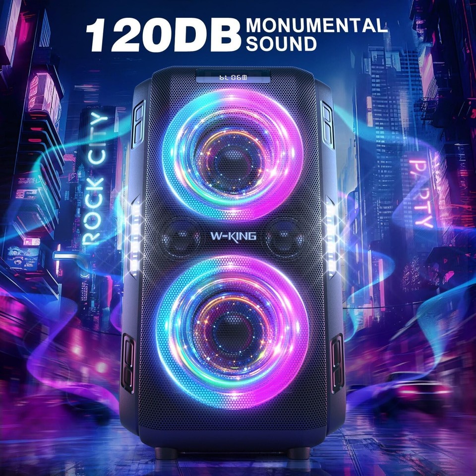 W-KING 250W PEAK Party Large Bluetooth Speaker Loudest Boom Box/Massive ...