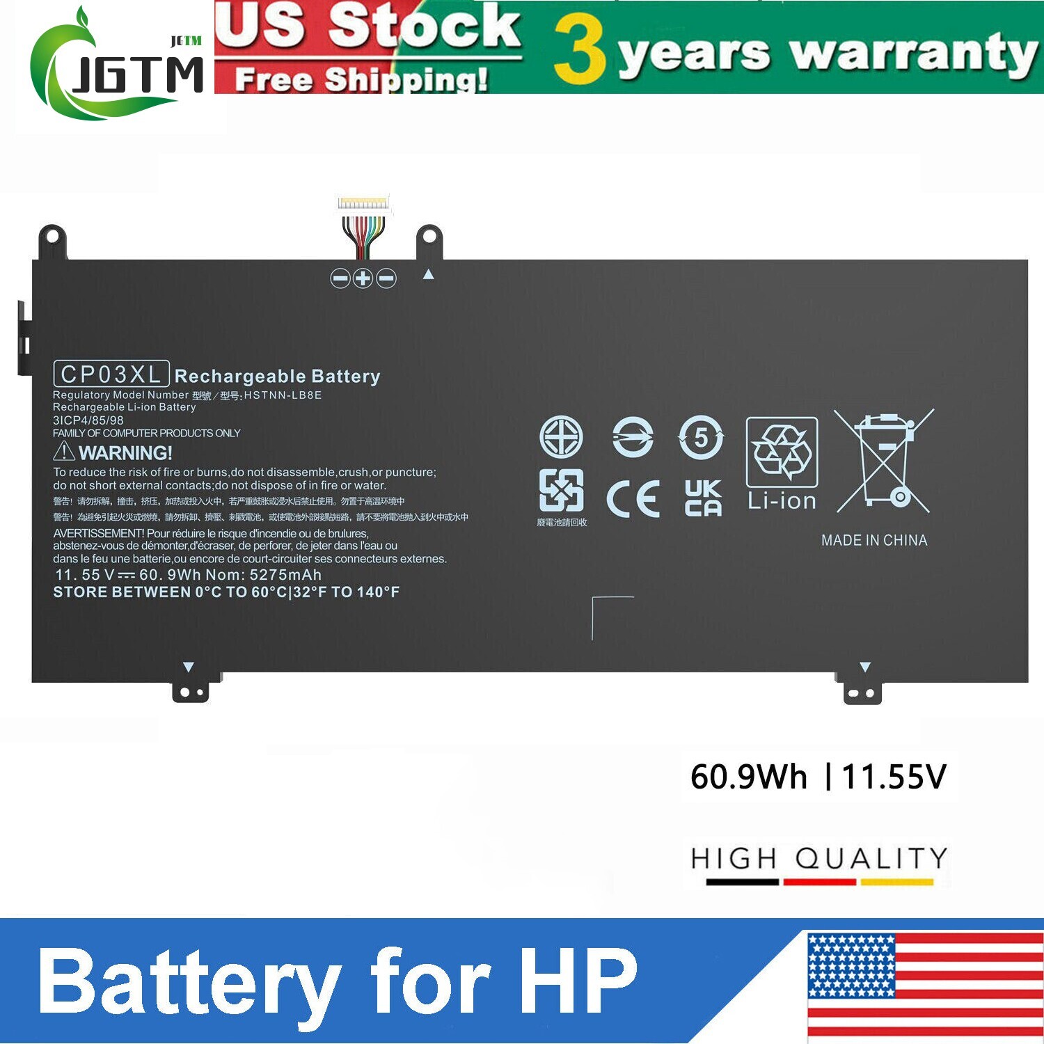 CP03XL Battery For HP Spectre 13 X360 13-ae000 13-ae013dx 13-ae011dx ...