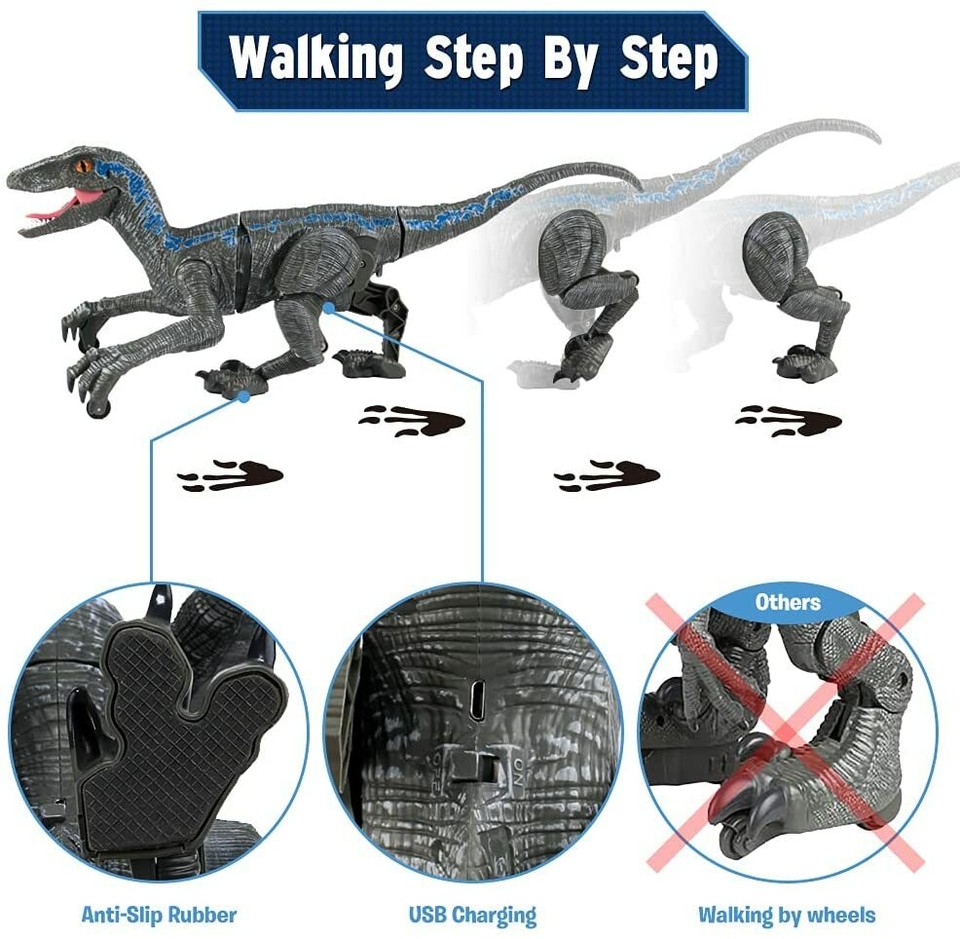 RC Dinosaur Intelligent Interactive Smart Toy Realistic Walking Roaring ...
