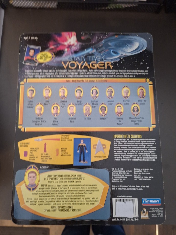 Vintage Star Trek Voyager Lieutenant Carey Action Figure 1996 Playmates ...