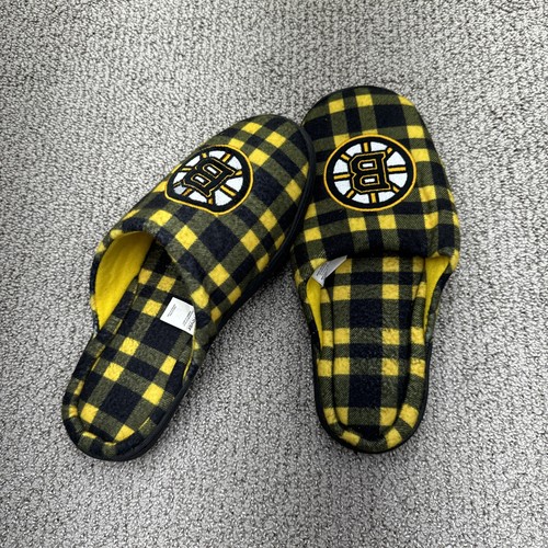 Boston Bruins Slippers Black & Yellow Check Size 11-12 | eBay