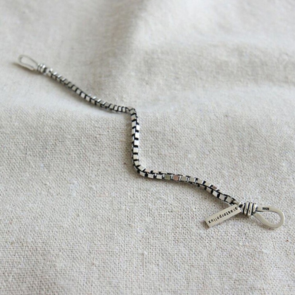 Simple Simple Bracelet 925 Sterling Silver Vintage Chunky Box Chain ...