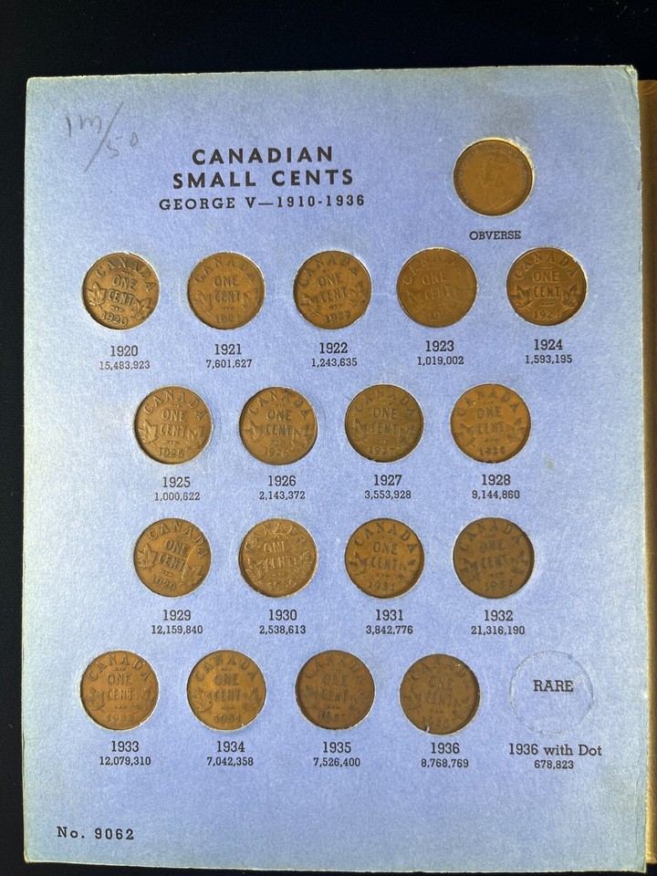 Canada Small Cents Collection - Includes Rare 1922/23 & 1925 in Vintage ...
