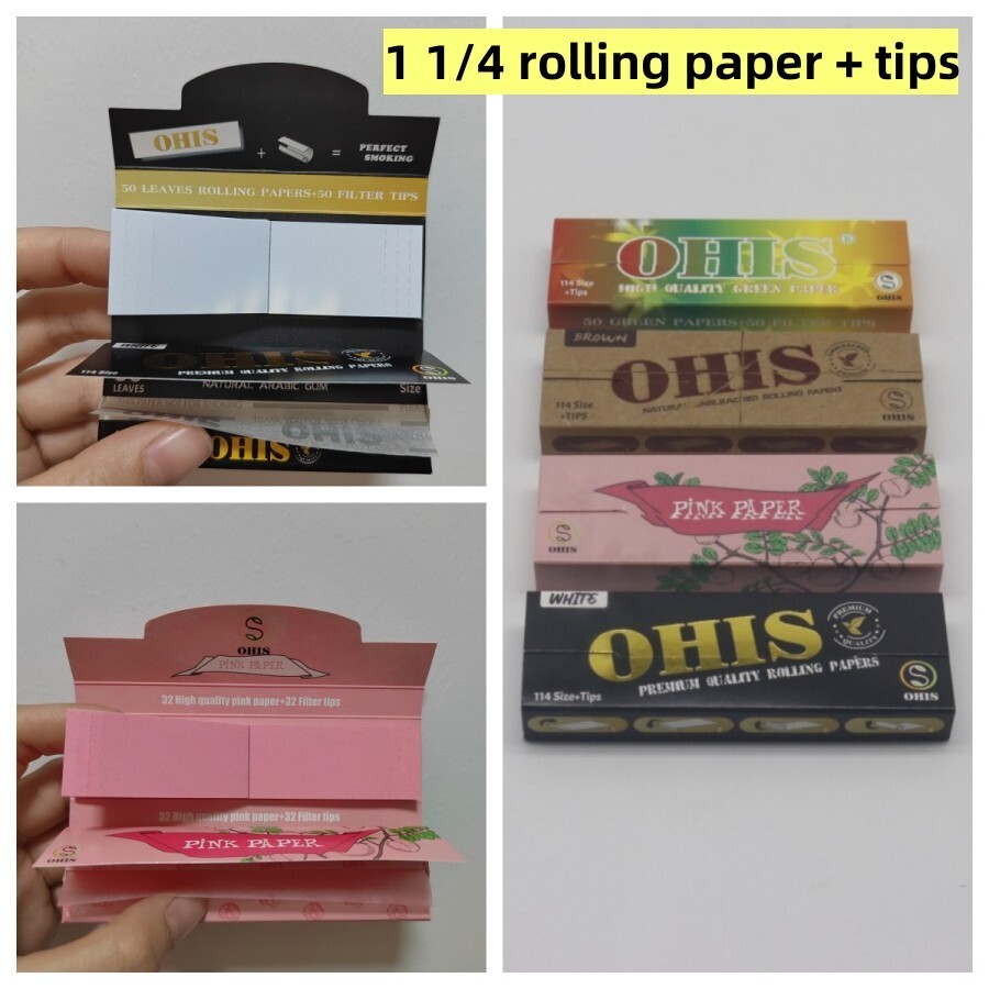 4 Booklets OHIS 4 Color Rolling Paper with Tips 1 1/4 78mm | eBay