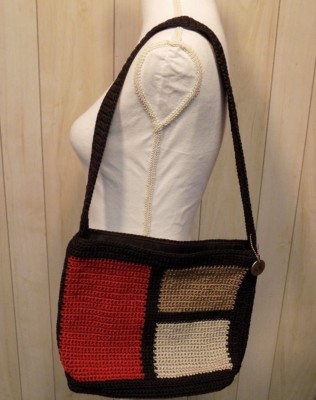 The Sak Purse Handbag Black Multi Color Block Crochet Shoulder Bag | eBay
