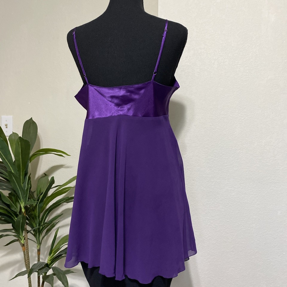 Victorias Secret Vtg M Purple Satin Sheer Mesh Babydoll Chemise Nightie ...
