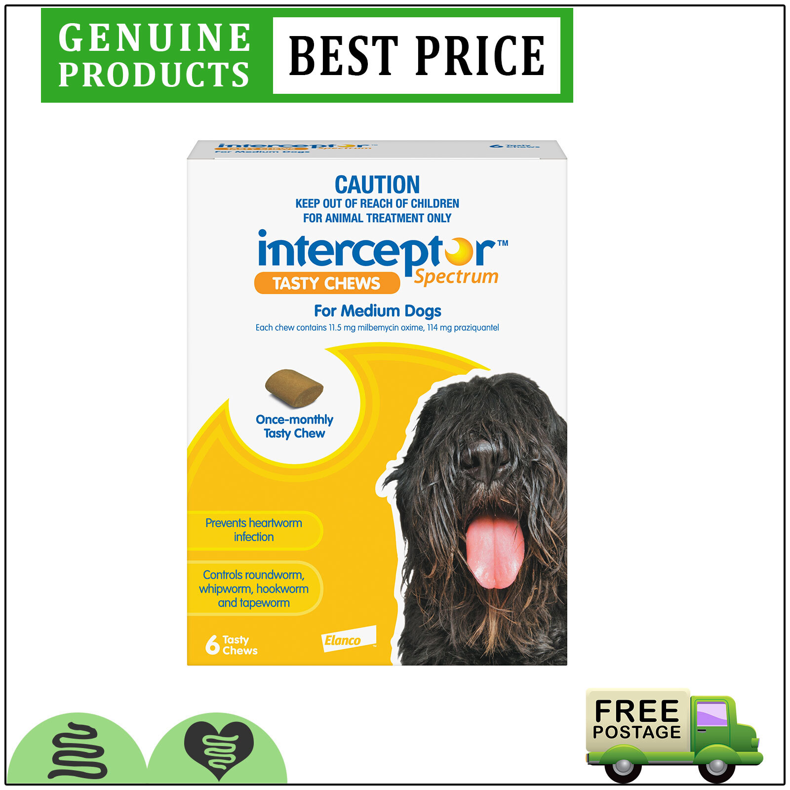 Interceptor Spectrum 3,6,12 Doses Heartworm Prevention for Dog 11 to ...