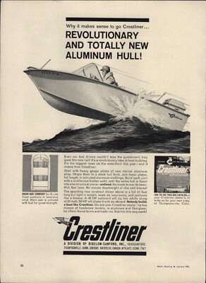 1962 PAPER AD Crestliner Aluminum Hull Boat MerCruiser Stern Drive ...