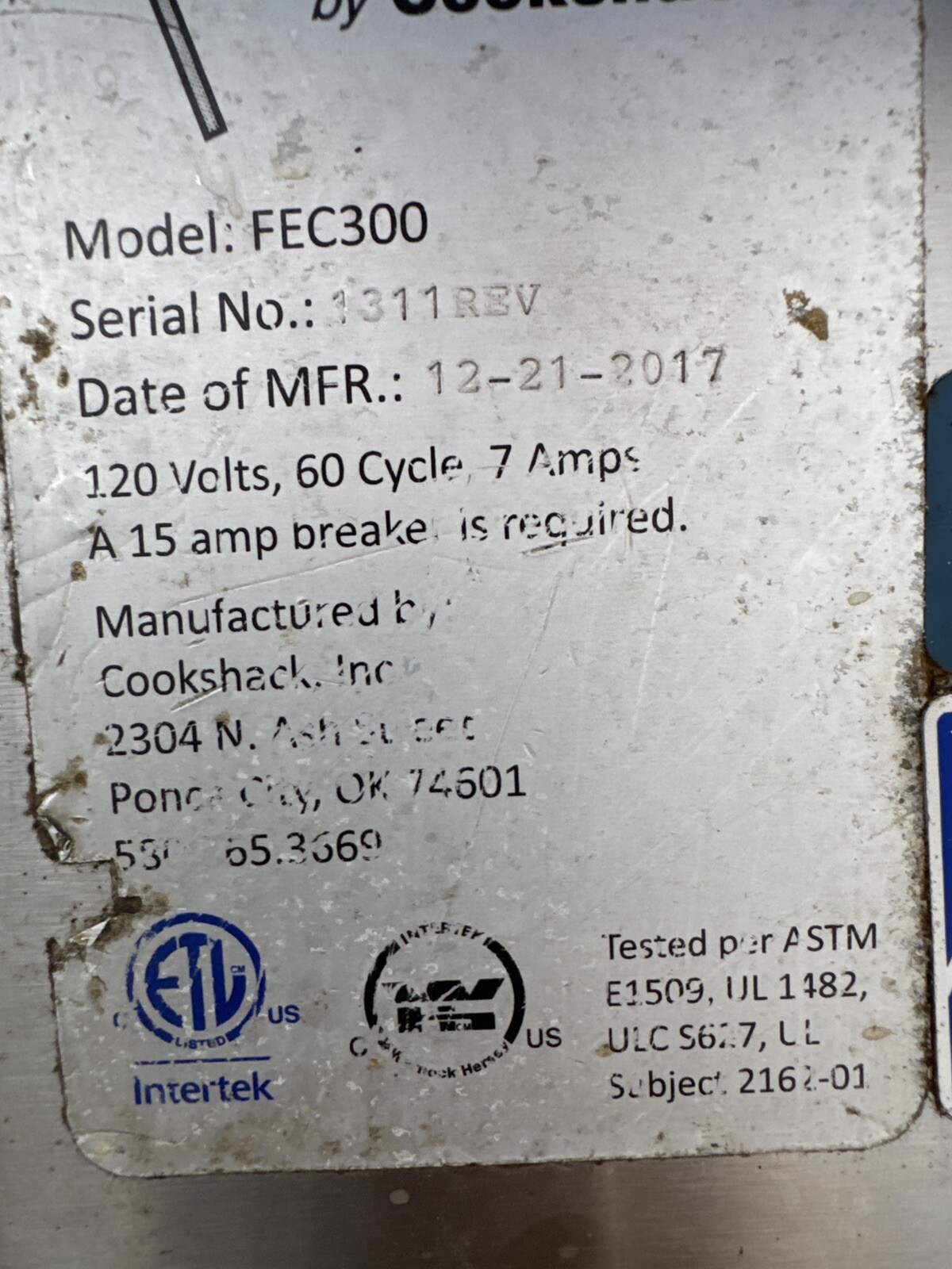 Cookshack Fec300 Commercial Smoker Manufacturing 2017 Used . | eBay