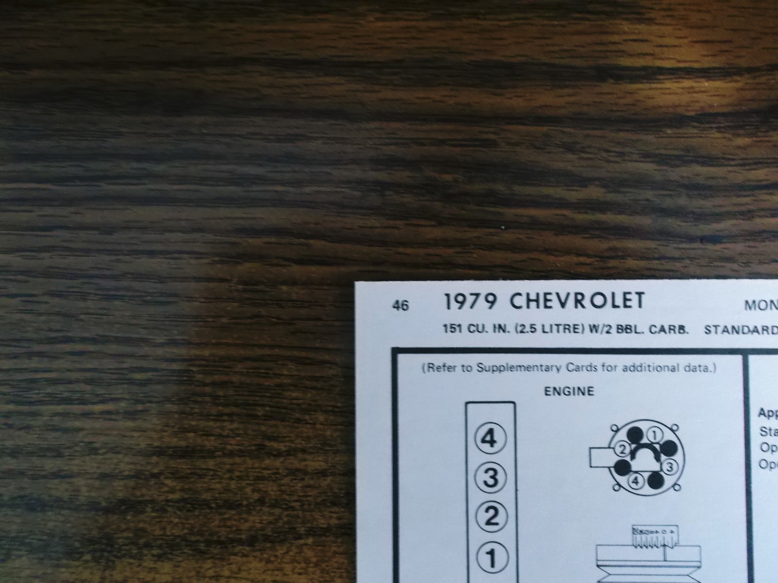 1979 Chevrolet Monza FOUR Series Standard 151 CI 2.5 Liter L4 2BBL Tune ...