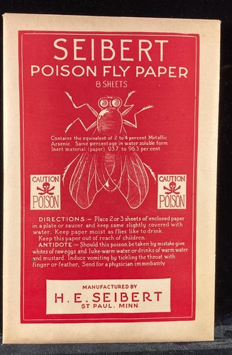 SEIBERT POISON FLY PAPER PACKET SKULL & CROSSBONES ADVERTISING NEW OLD ...