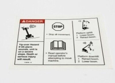 114416 / 114416GT OEM Genie Tilt Tip Over Danger Decal Lift S-40 S-80X ...