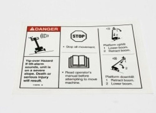 114416 / 114416GT OEM Genie Tilt Tip Over Danger Decal Lift S-40 S-80X ...