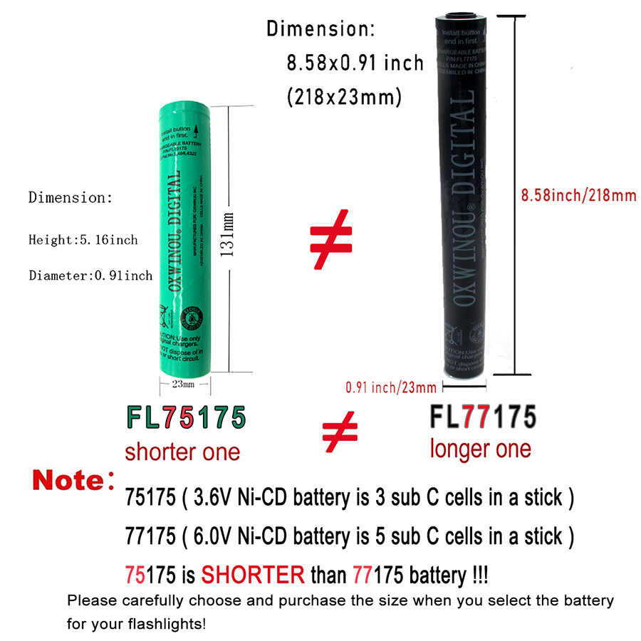 2-PACK 3.6V Ni-Cd Flashlight Battery for Streamlight 75175 75375 ...