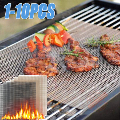 10× Heavy Duty Grill mesh mat Non Stick BBQ Reusable Grilling mats ...