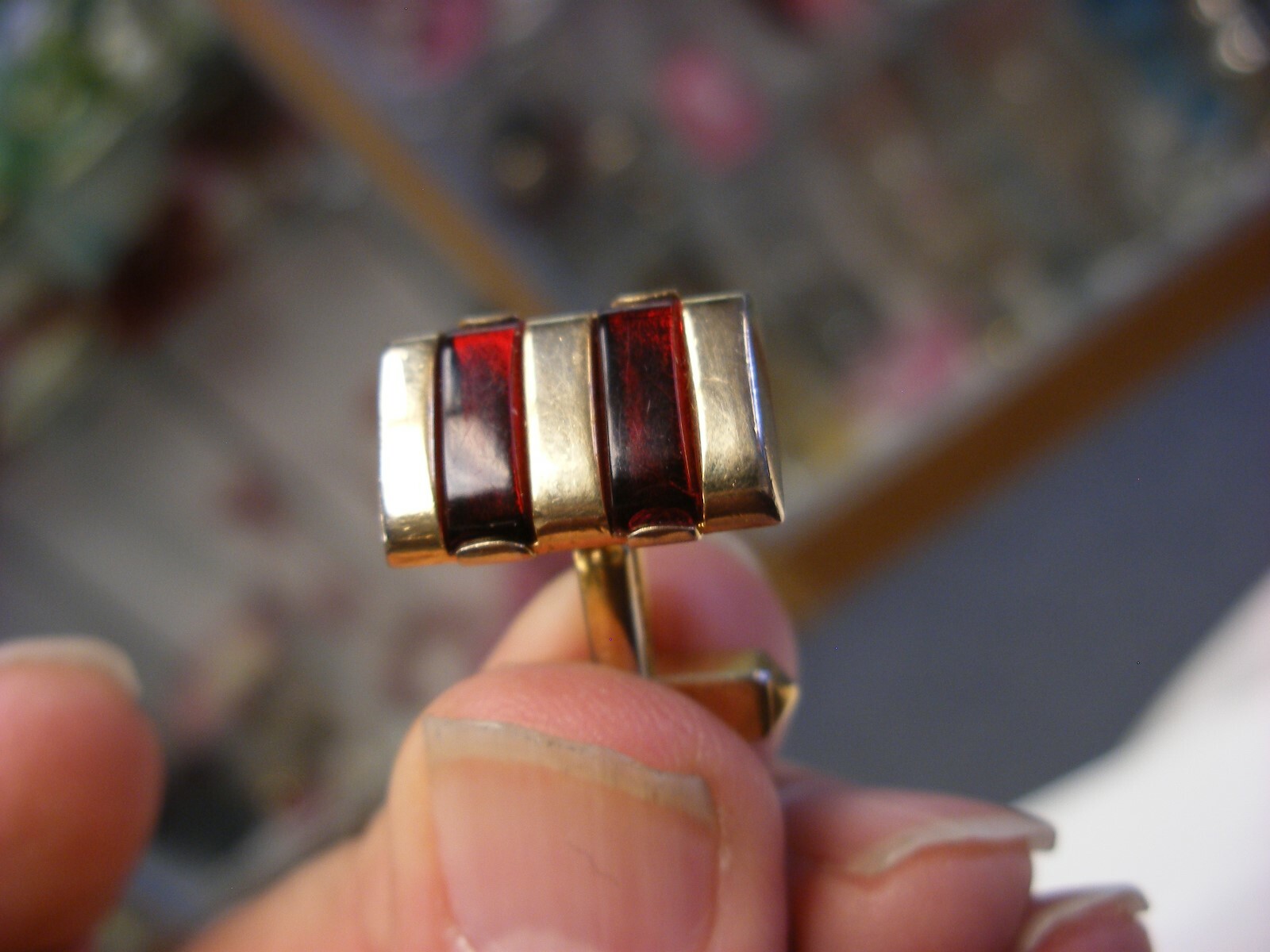 Vintage Men's Cufflinks - Swank Ruby Glass #3 | eBay