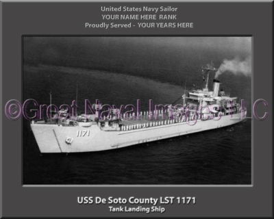 USS De Soto County LST 1171 Personalized Canvas Ship Photo Print Navy ...