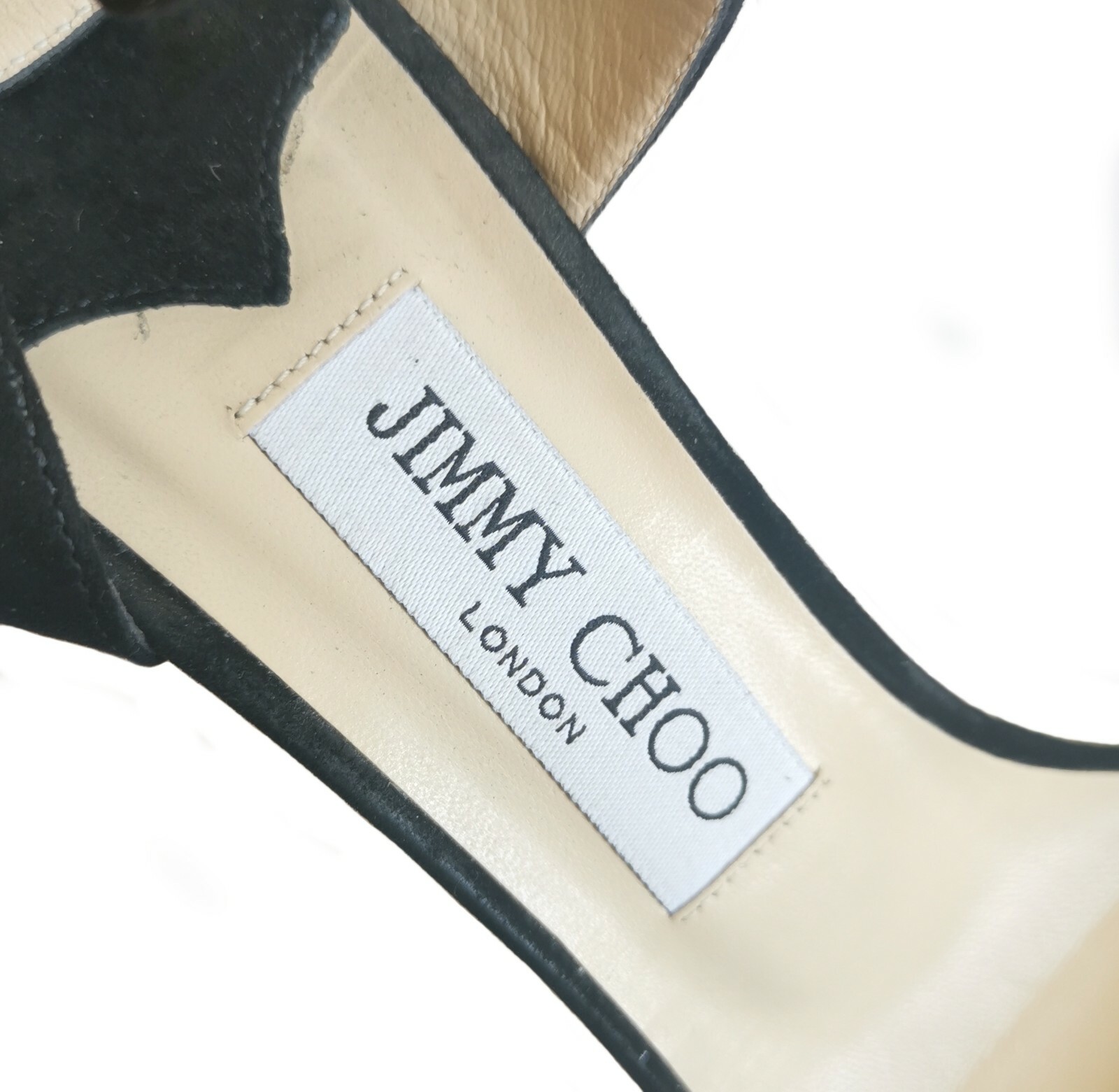 100% AUTHENTIC JIMMY CHOO BLACK SUEDE SANDALS (36.5) - Gem