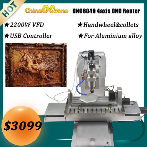 2200W 5 Axis 6040 CNC Router 3D Engraver USB Engraving Drilling Milling ...