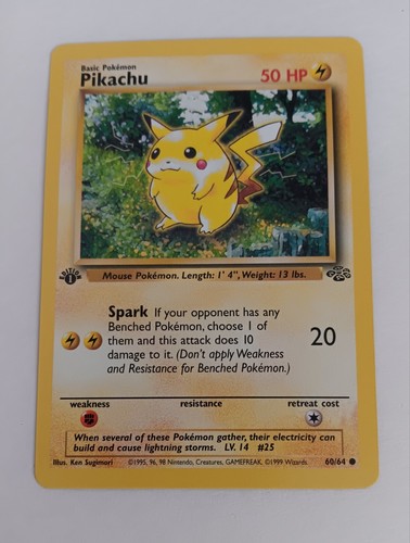 🔥1995 PIKACHU JUNGLE 1ST EDITION VINTAGE CARD 60/64 RED CHEEKS-NEVER ...