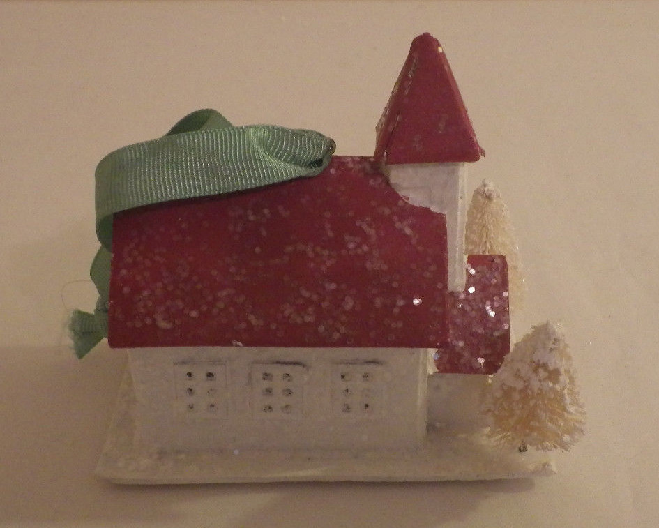 Paper Mache Church Handmade Ornament Holiday Christmas Decor 3.5" Tall ...