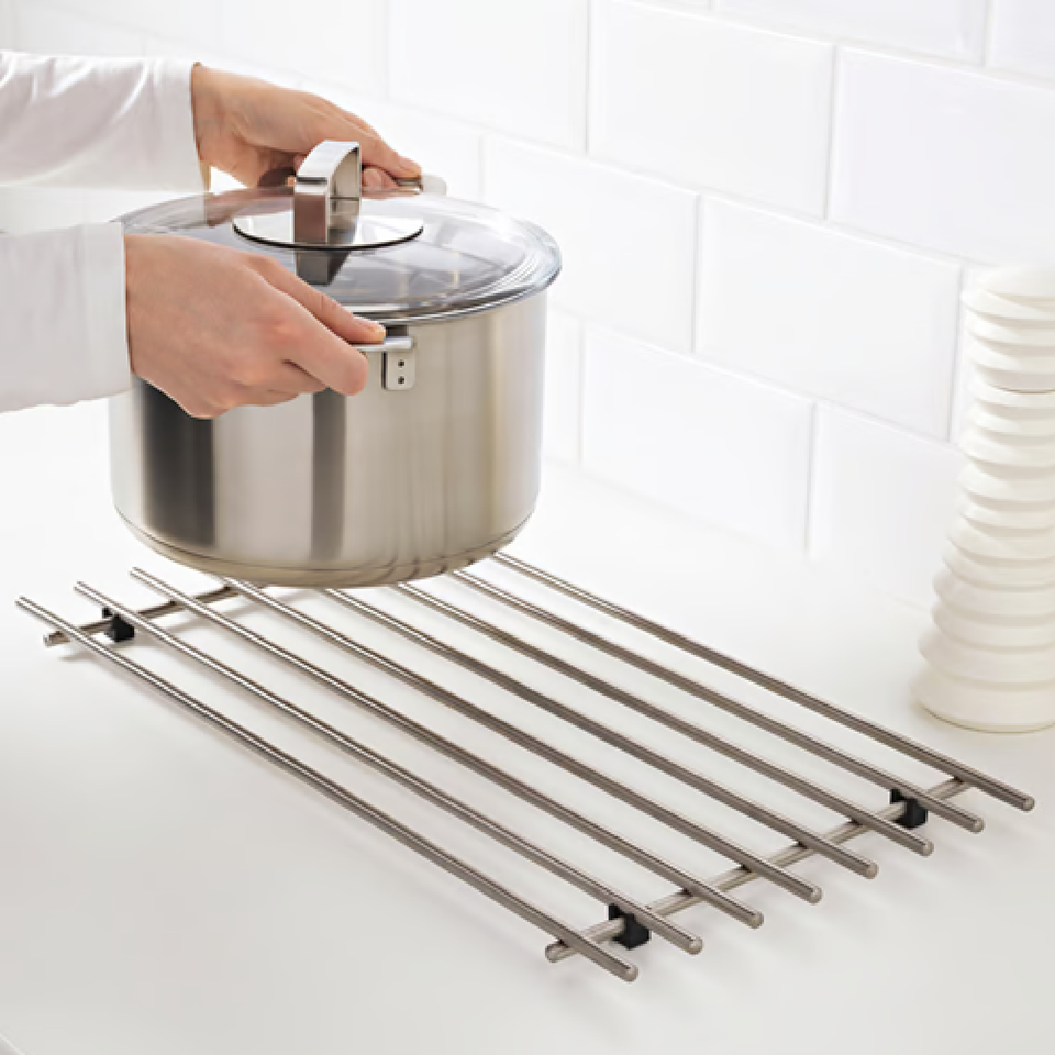 Stainless Steel Trivet Pot Stand for Hot Pots Plastic Feet Kitchen ...