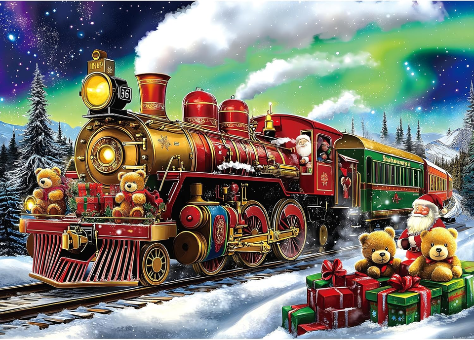 Blueforest Christmas Train Puzzle 1000 Pieces Jigsaw NEW SEALED SHIPS ...