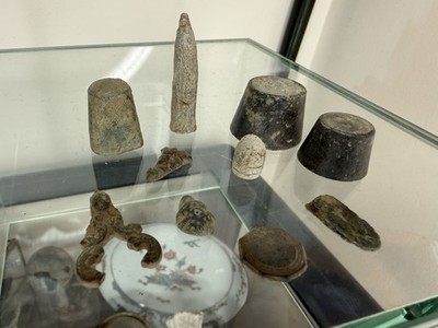 Small Job Lot Of Metal Detecting Finds - Lead, Weights, Brooch, Button ...