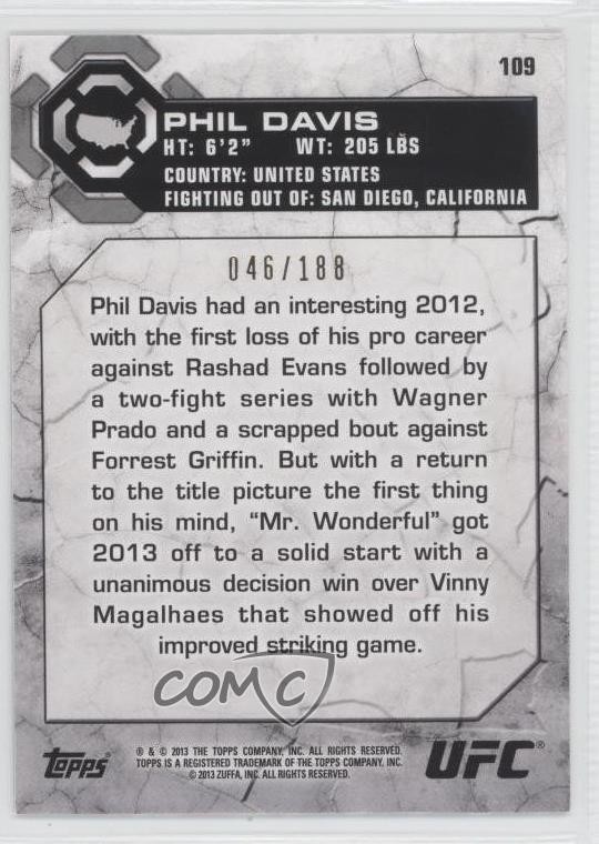 2013 Topps UFC Bloodlines Flag /188 Phil Davis #109 | eBay