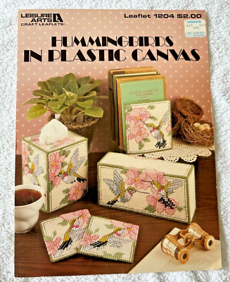 HUMMINGBIRDS PLASTIC CANVAS PATTERN LEAFLET COASTERS TISSUE COVER ...