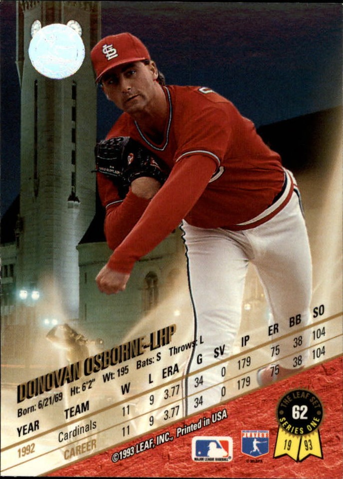 1993 Leaf #62 Donovan Osborne - NM | eBay