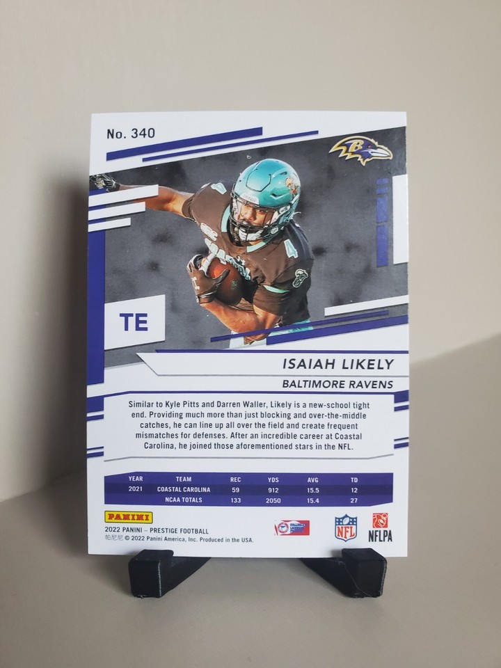 ISAIAH LIKELY 2022 PANINI PRESTIGE ROOKIE CARD #340 BALTIMORE RAVENS | eBay