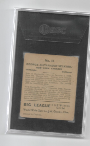 1936 World Wide Gum Baseball george selkirk New York Yankees #11 sgc 1 ...