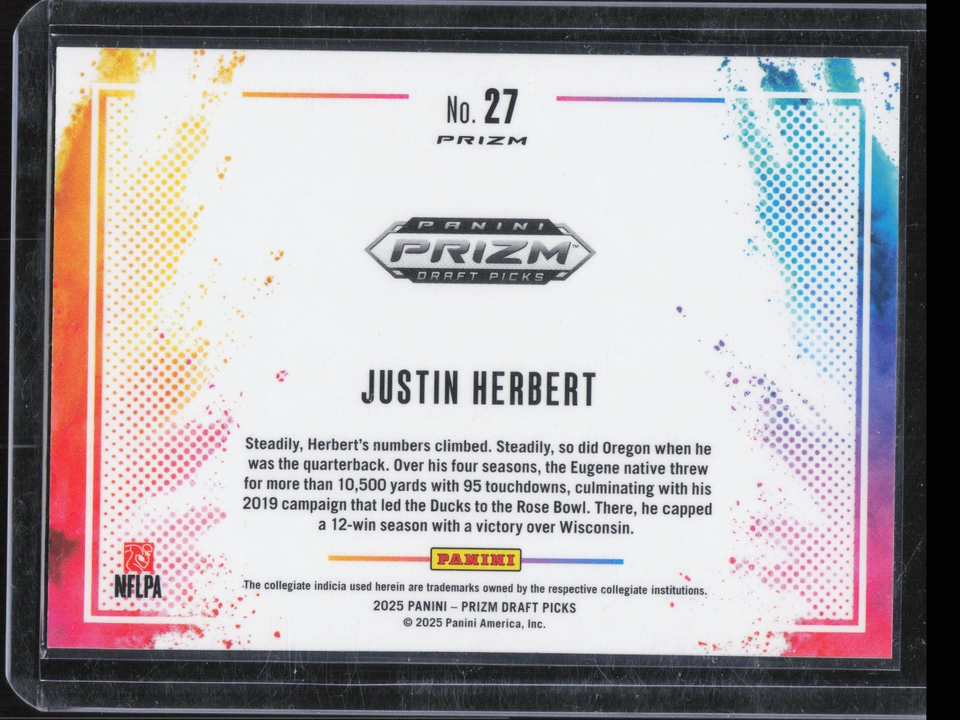2025 Panini Prizm Draft Justin Herbert #27 White Color Blast SSP Oregon ...