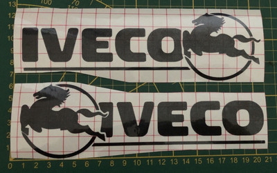 2 Autocollant IVECO 20cm x 5cm NOIR Camion Stickers | eBay