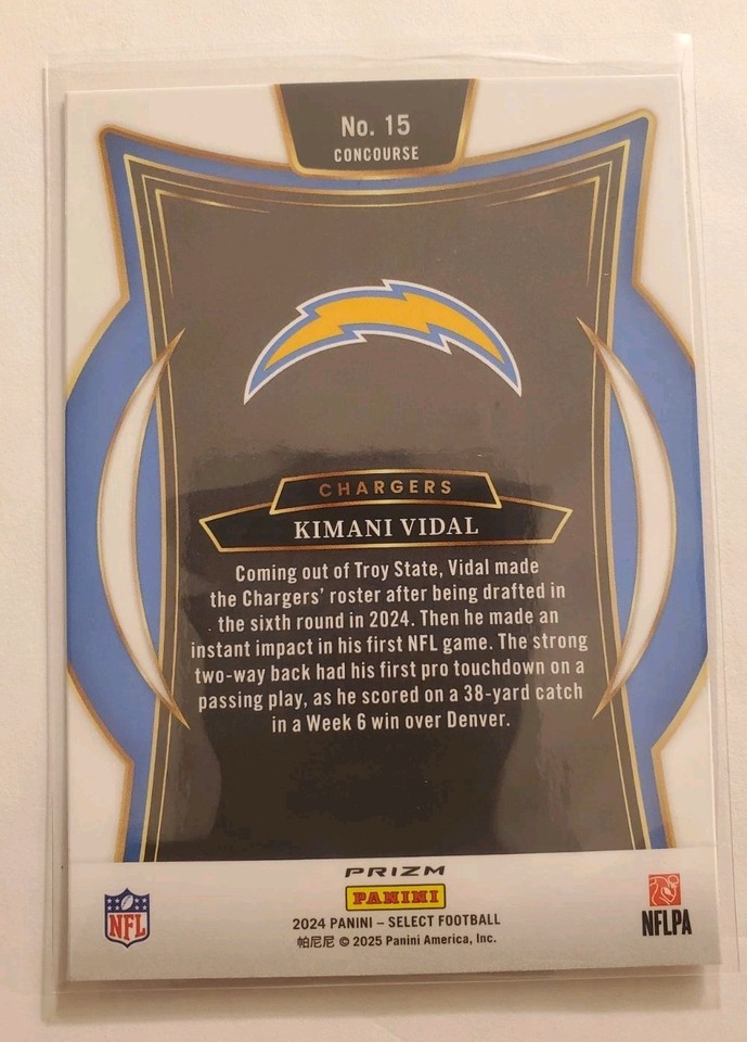 Kimani Vidal 2024 Panini Select Prizm Concourse Black & Red Shock #15 ...