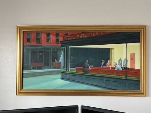 Large 59x32 Original Oil Painting Reproduction Edward Hopper’s ...