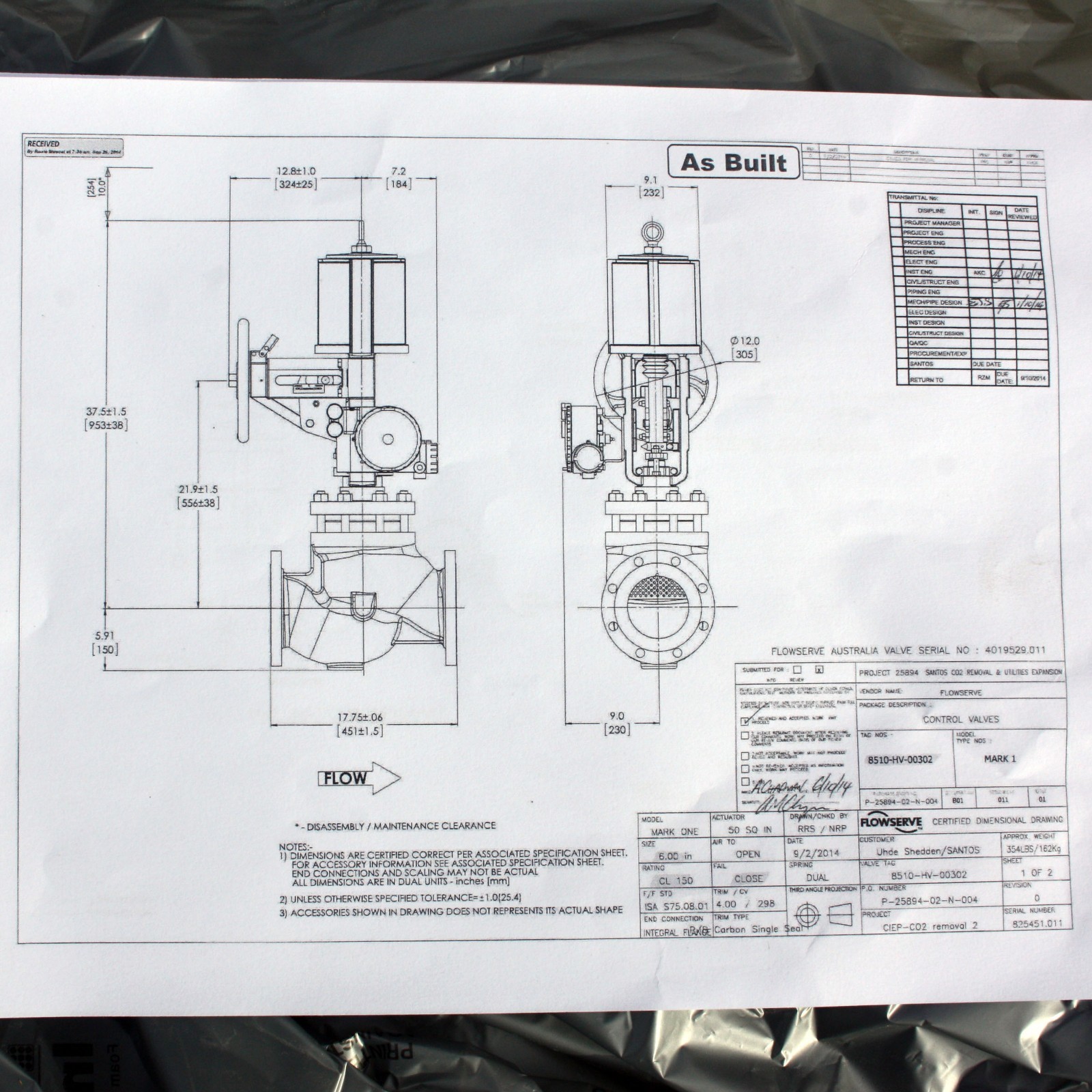 FLOWSERVE VALTEK Mark 1 Megastream DN150 6" CL150 Stainless Control ...