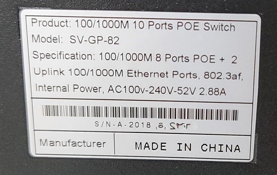 SpectrumVoip SV-GP-82 Gigabit 10 Port POE switch 2 UpLink | eBay