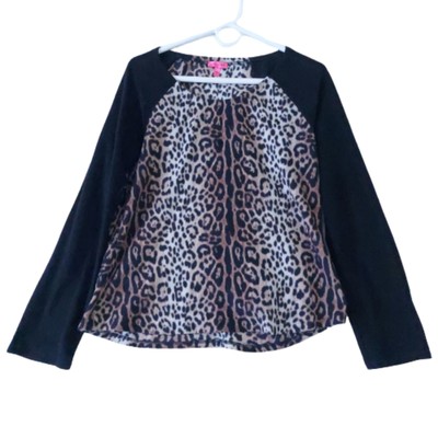 Betsey Johnson Animal Print Henley Sweater Women's Sz L | eBay