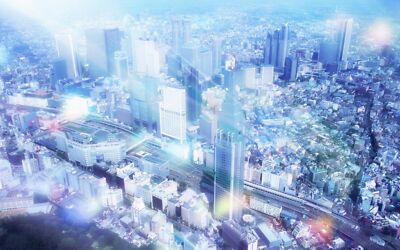 Anime urban architecture building drawing cityscape Playmat Gaming Mat ...