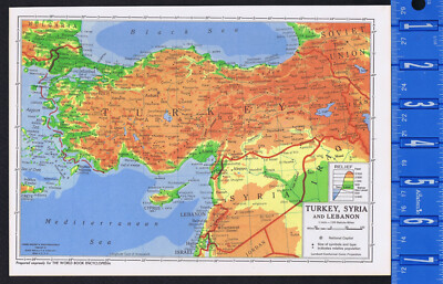 TURKEY, SYRIA & LEBANON - 1950s Country Map | eBay