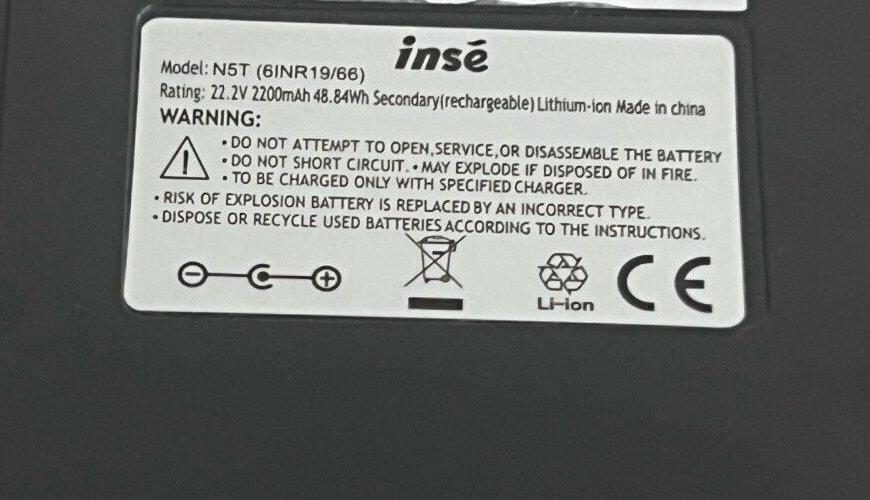 Genuine INSE N5T Vacuum 6-Cell Lithium-Ion Battery Replacement Light ...