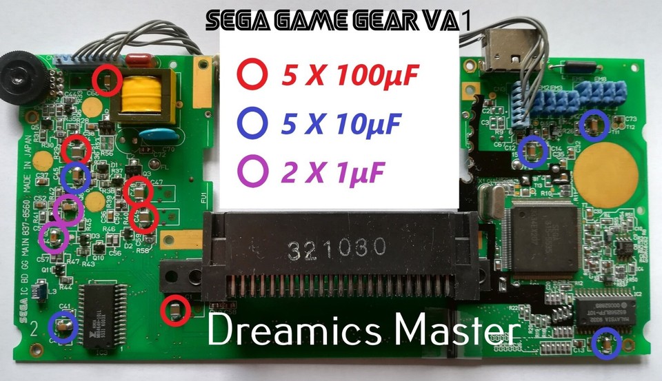 SEGA Game Gear | SMD Ceramic Capacitor Replacement Kit | Complete Cap ...