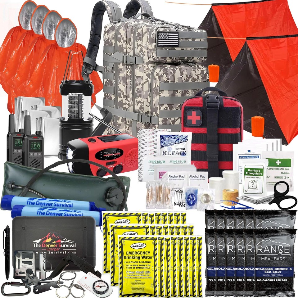 Gluten Free 4 Person 72 Hour Emergency Bug Out Bag Kit with Survival ...